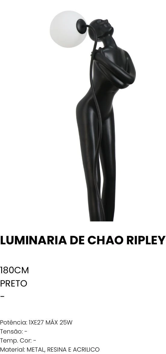 Querolustre Estatua Chao Ripley Ql3089 Pt 180cm - Chafariz - Materiais ...