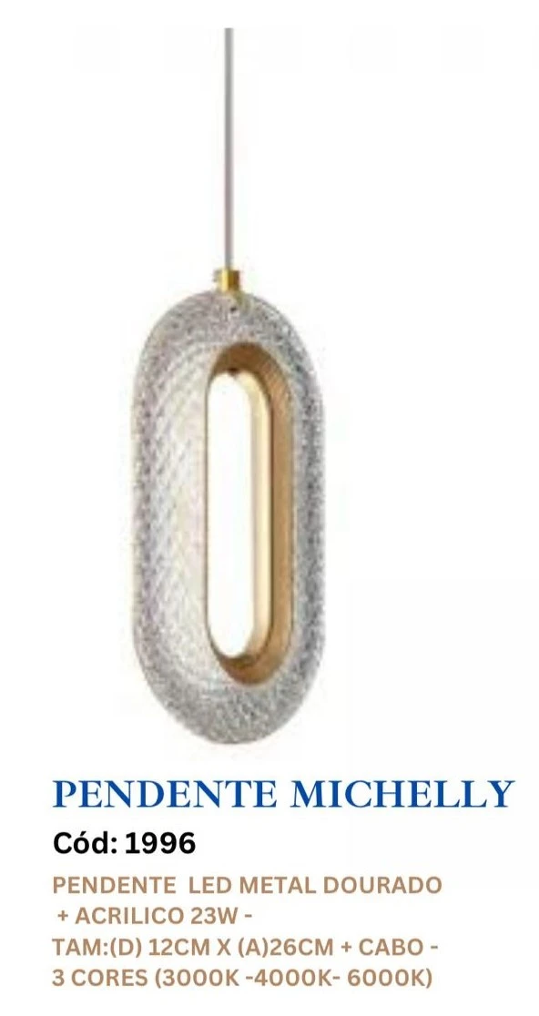 Adn+ Pendente Michelly Dr R:1996 23w 12x26cm 3 Cores - Chafariz ...